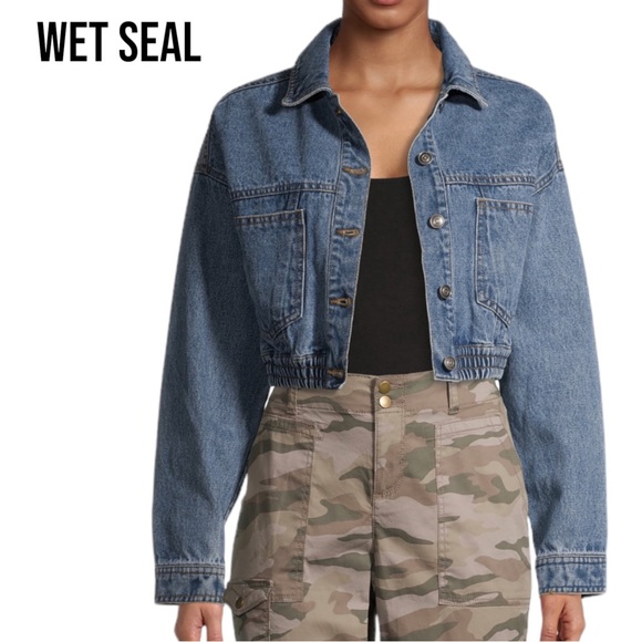 Wet Seal | Jackets & Coats | Nwt Wet Seal Cropped Denim Jacket Juniors ...